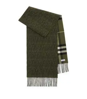 Burberry Cashmere Reversible B Shield Scarf - Green
