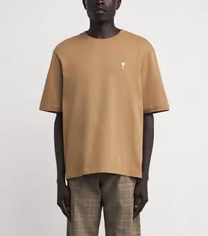 AMI Paris Cotton De Coeur T-shirt - Beige