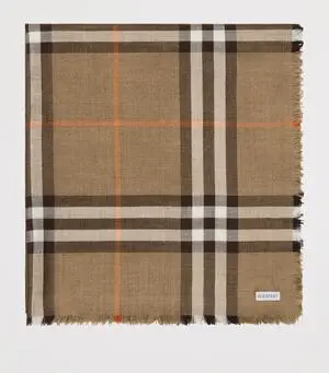 Burberry Wool-silk Reversible Check Scarf - Beige