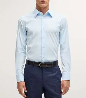 BOSS Stretch-cotton Slim Shirt - Blue