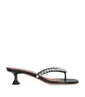 Amina Muaddi Mid Heel Sandals For Women