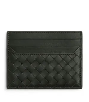 Bottega Veneta Leather Intrecciato Piccolo Card Holder - Green