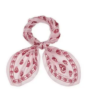 Alexander McQueen Silk Skull Print Scarf - Pink