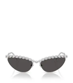SWAROVSKI Metal Cat Eye Sunglasses - Silver