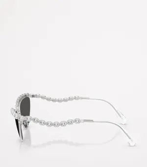 SWAROVSKI Metal Cat Eye Sunglasses - Silver