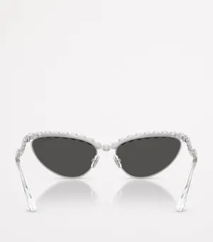 SWAROVSKI Metal Cat Eye Sunglasses - Silver