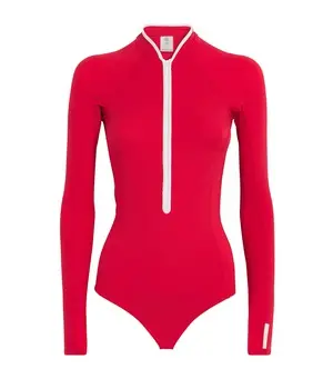 Hunza G Upf 50+ Tyra Long-sleeve Swimsuit - Red