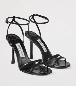 JIMMY CHOO 1998 Leo 100 Leather Heeled Sandals - Black