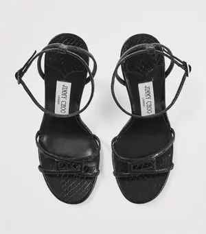 JIMMY CHOO 1998 Leo 100 Leather Heeled Sandals - Black