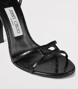 JIMMY CHOO 1998 Leo 100 Leather Heeled Sandals - Black