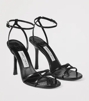 JIMMY CHOO 1998 Leo 100 Leather Heeled Sandals - Black