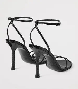 JIMMY CHOO 1998 Leo 100 Leather Heeled Sandals - Black