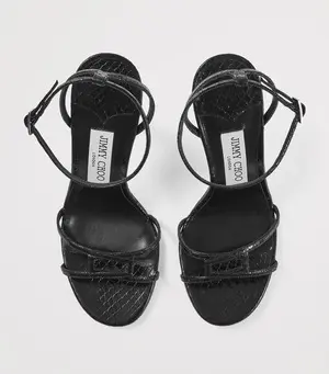 JIMMY CHOO 1998 Leo 100 Leather Heeled Sandals - Black