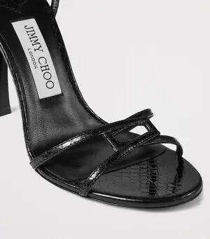 JIMMY CHOO 1998 Leo 100 Leather Heeled Sandals - Black