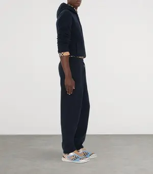 Burberry Cashmere-blend Logo Sweatpants - Navy
