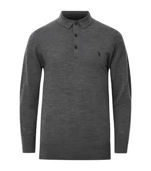 ALLSAINTS Merino Wool Mode Polo Shirt - Grey