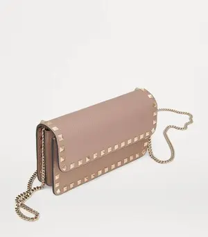 Valentino Garavani Leather Rockstud Chain Wallet