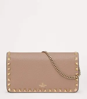 Valentino Garavani Leather Rockstud Chain Wallet