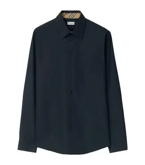 Burberry Cotton Poplin Logo Shirt - Navy