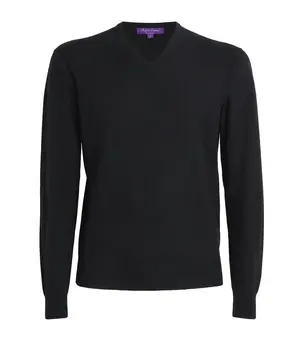 Ralph Lauren Purple Label Cashmere V-neck Sweater - Black