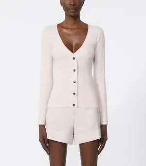 Max Mara Wool-blend Ribbed Cardigan - Pink