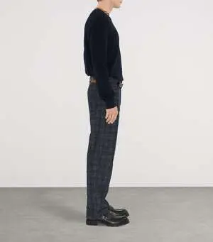 Burberry Wool Check-trim Crew-neck Sweater - Black