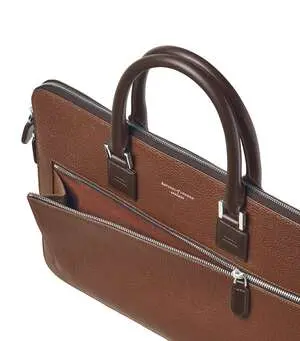 ASPINAL OF LONDON Leather Connaught Briefcase - Brown