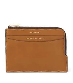ASPINAL OF LONDON Leather Zipped Travel Wallet - Brown