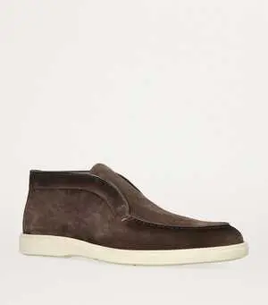 Santoni Suede Detroit High-top Loafers - Brown