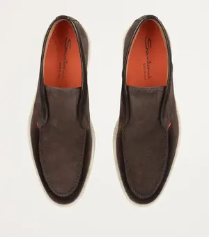 Santoni Suede Detroit High-top Loafers - Brown