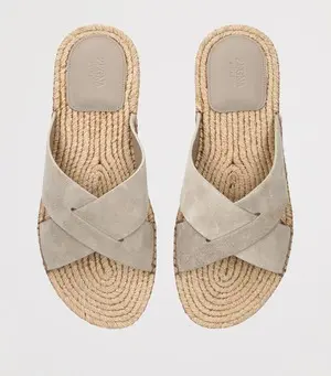 Zegna Suede Espadrille Sandals - Grey