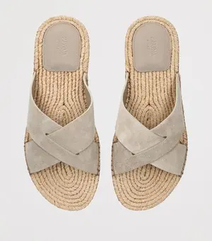 Zegna Suede Espadrille Sandals - Grey