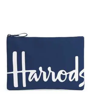 Harrods Cotton Logo Pouch - Navy