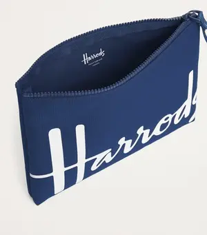 Harrods Cotton Logo Pouch - Navy