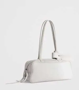 Balenciaga Small Leather Carrie Bowling Top-handle Bag - White