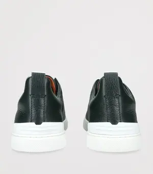 Zegna Leather Triple Stitch Sneakers - Green