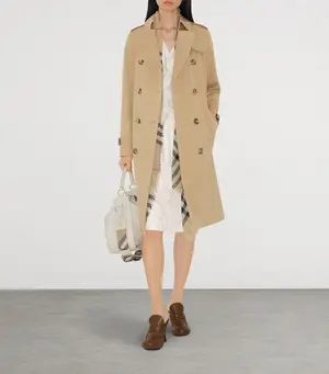 Burberry Gabardine Long Kensington Heritage Trench Coat - Beige