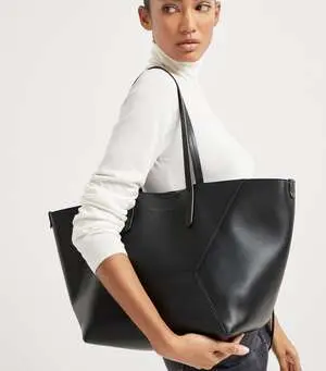 Brunello Cucinelli Bc Duo Calfskin Tote Bag - Black