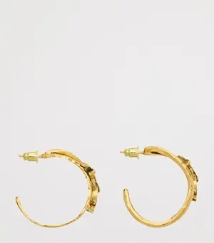 Saint Laurent Textured Cassandre Hoop Earrings - Yellow