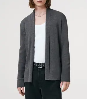 ALLSAINTS Merino Wool Mode Cardigan - Grey