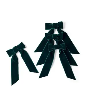 MAISON MARGAUX Set Of 4 Velvet Bow Napkin Holders - Green
