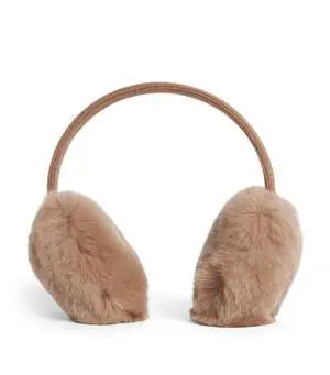 YVES SALOMON Rabbit Fur Ear Muffs - Beige