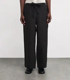 Commas Linen Wide-leg Trousers - Black