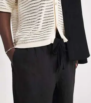 Commas Linen Wide-leg Trousers - Black