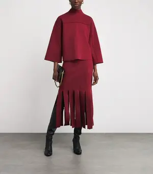 JOSEPH Milano Knit Lagny Compact Midi Skirt - Red