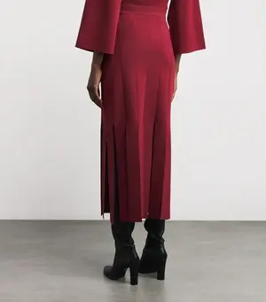 JOSEPH Milano Knit Lagny Compact Midi Skirt - Red