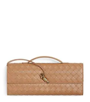 Bottega Veneta Leather Andiamo Clutch Bag - Neutral