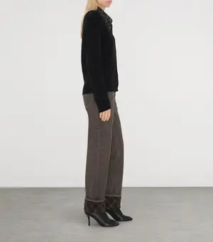 Burberry Wool Cardigan With Logo Label - Black