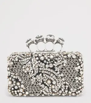 Alexander McQueen Embellished Skull Knuckle Clutch - Black