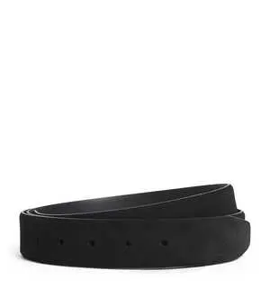 Giorgio Armani Suede And Leather Reversible Belt Strap - Black